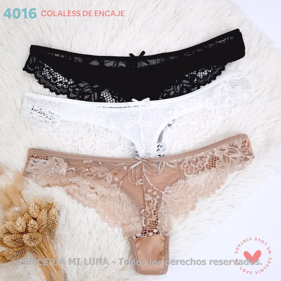 VINTAGE 4016 - COLALESS DE PUNTILLA LISA - PACK X3 - LENCERIA MI LUNA ...